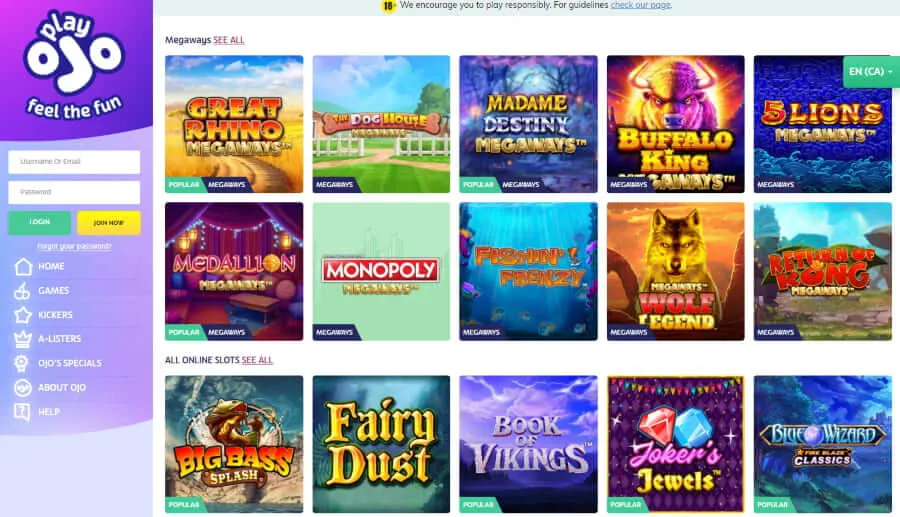 PlayOjO Online Casino Nova Scotia 2026 Claim 80 Free Spins 1 Bonus